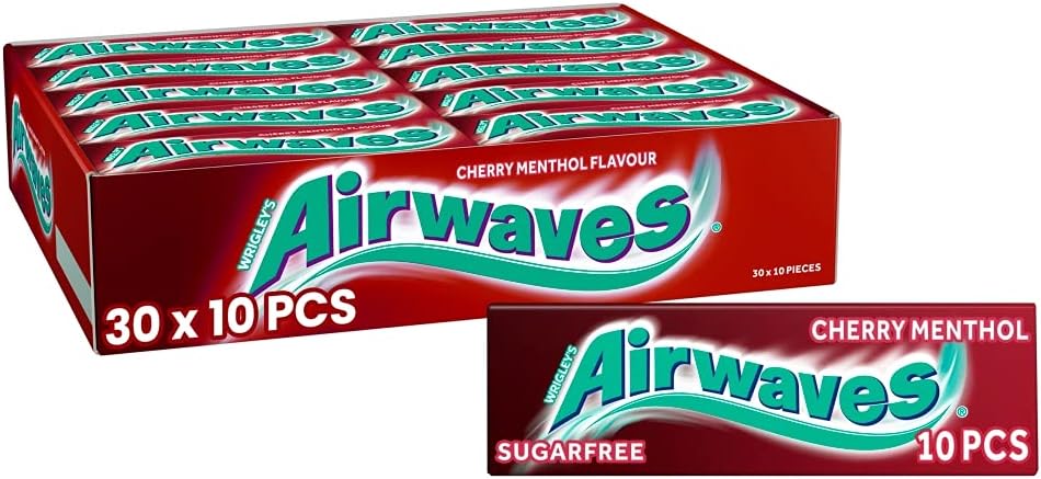 Airwaves Cherry Menthol Sugarfree Chewing Gum, with Mint Freshness, 30 ...