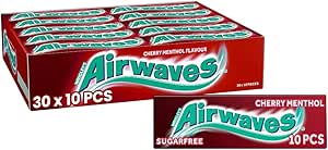 Airwaves Cherry Menthol Sugarfree Chewing Gum, with Mint Freshness, 30 ...