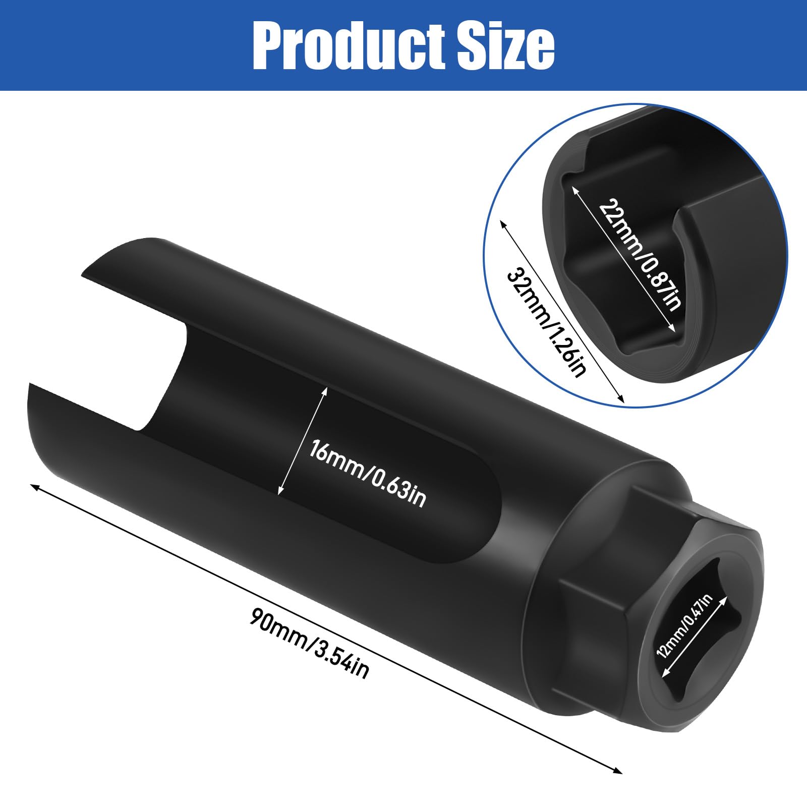 Zocipro Oxygen Sensor Socket with Side Wire Cutout, 3/8″ Drive x 7/8 ...