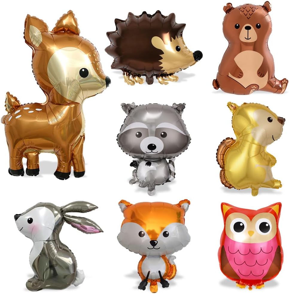 8 PCS Woodland Animal Balloons Forest Animals Foil Mylar Balloon for ...