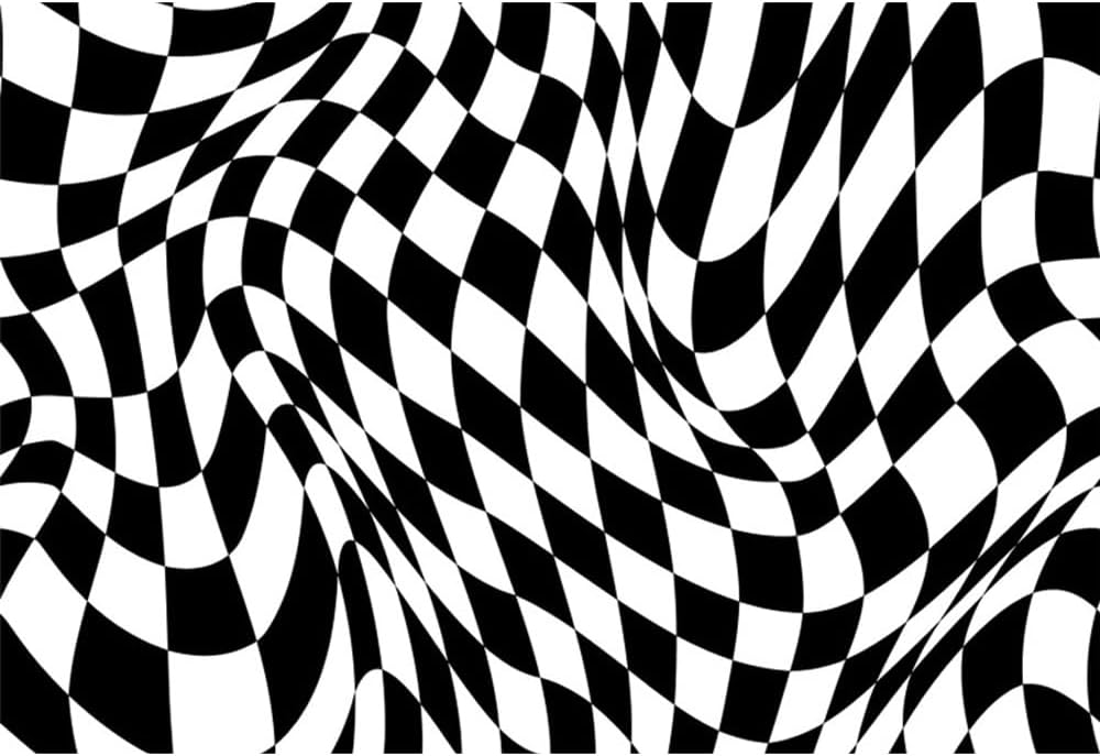Amazon.com : DORCEV Black White Checkerboard Swirl Photo Backdrop 7x5ft ...