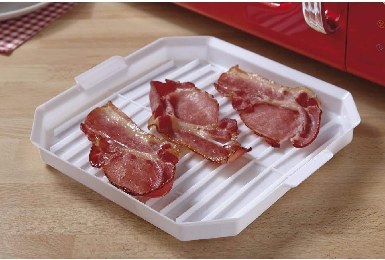 Homeshopa Microwave Bacon Rack, Meat Heating Rack Plate, Bacon Grill ...