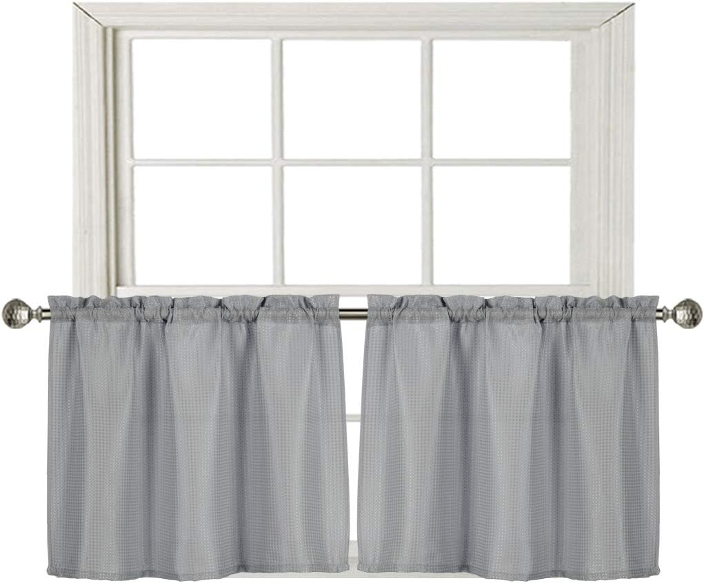 Amazon.com: Home Queen Grey Waffle Bathroom Window Curtains, Short ...