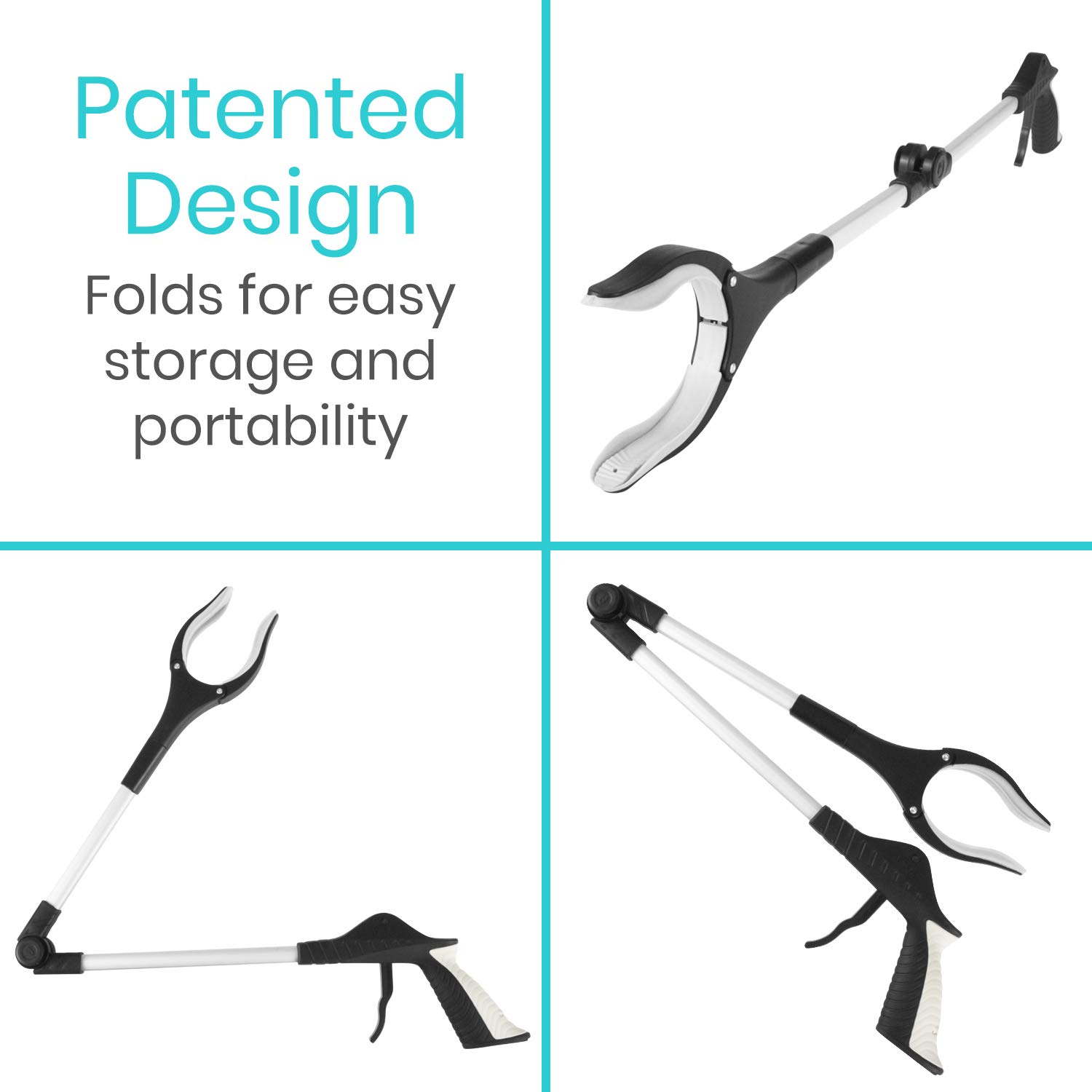 Vive Folding Reacher Grabber 32 Inch - Extra Reach Extender, Heavy Duty ...