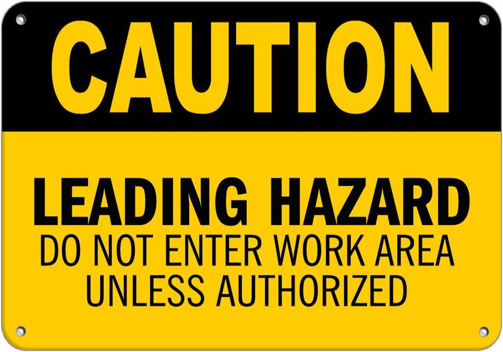Amazon.com: Aluminum Horizontal Metal Sign Multiple Sizes Caution Lead ...