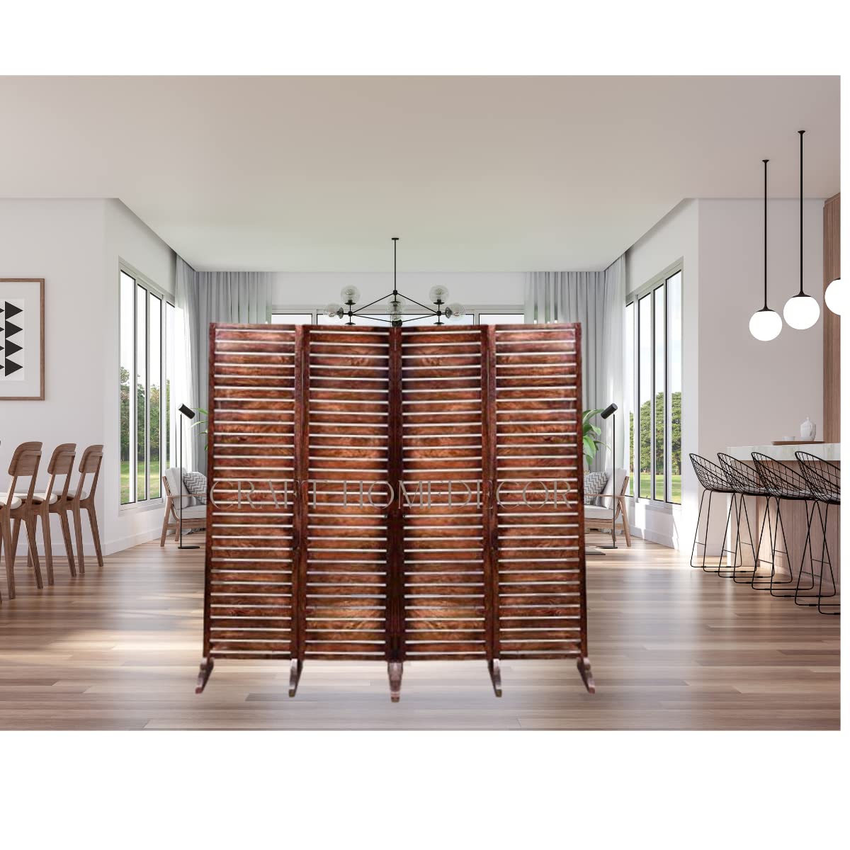 Buy CRAFT HOMEDECOR Wooden Room Partition with Stand for Living Room ...