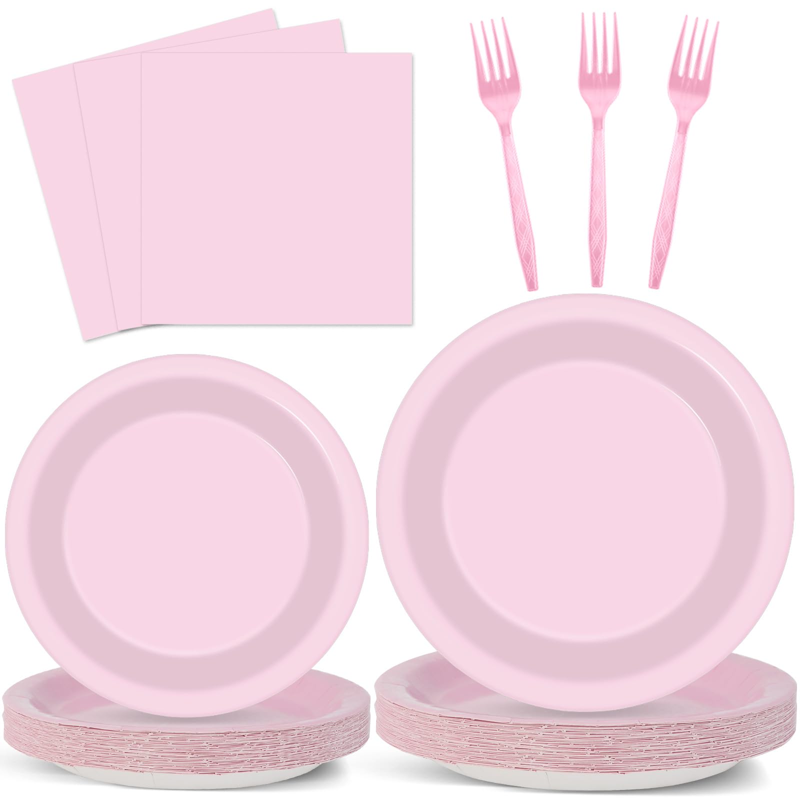 Amazon.com: 100 Pcs Pink Party Supplies Set Include Paper Plates Pink ...