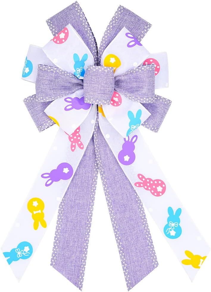 Amazon.com: Easter Large Wreath Bows, Spring Easter Bunny Rabbit Bows ...
