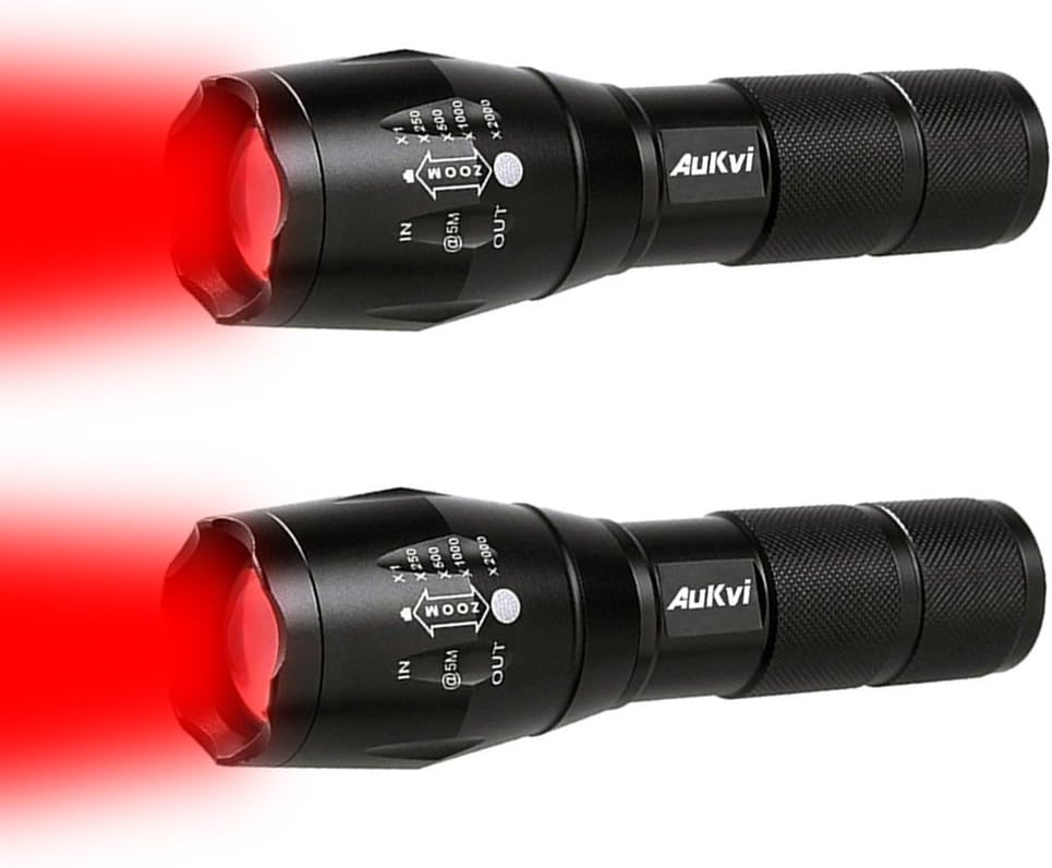 Red Light LED Flashlight 1 Pack, Zoomable, Water Resistant, 1 Light ...