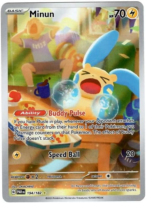 Amazon.com: Pokemon - Minun 194/182 - Paradox Rift - Illustration Rare ...