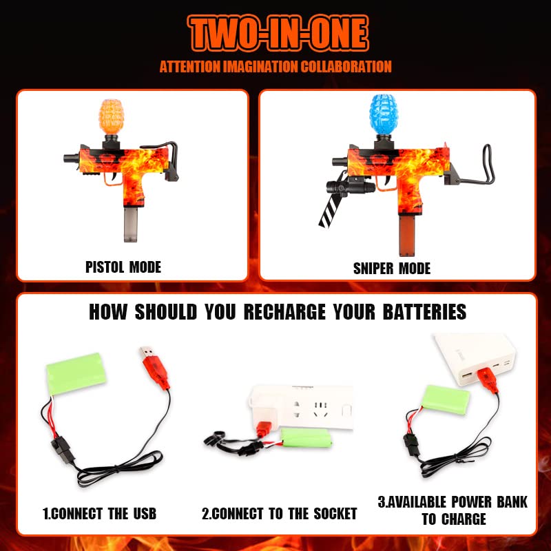 Buy Piecis Electric Gel Blaster, Splatter Ball Blaster Automatic, Uzi ...