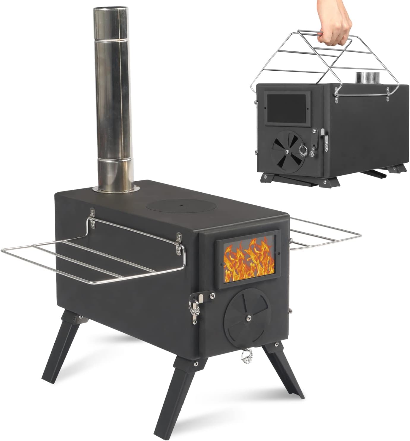 Amazon.com: LYNSLIM Camping Wood Tent Stove, Portable Wood Burning ...