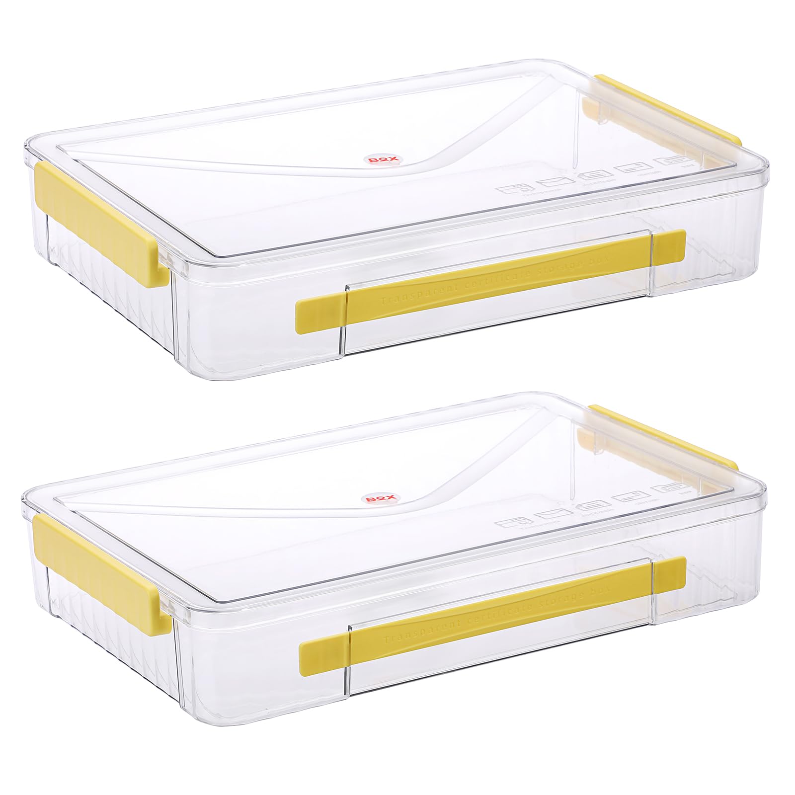 BSTKEY 2 Pcs Clear Plastic File Storage Boxes with Lids, Stackable A4 ...
