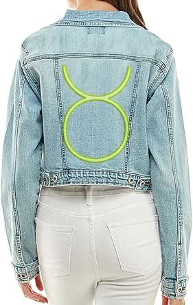 Amazon.com: Taurus Cropped Women's Denim Jacket - Gifts With Zodiac ...
