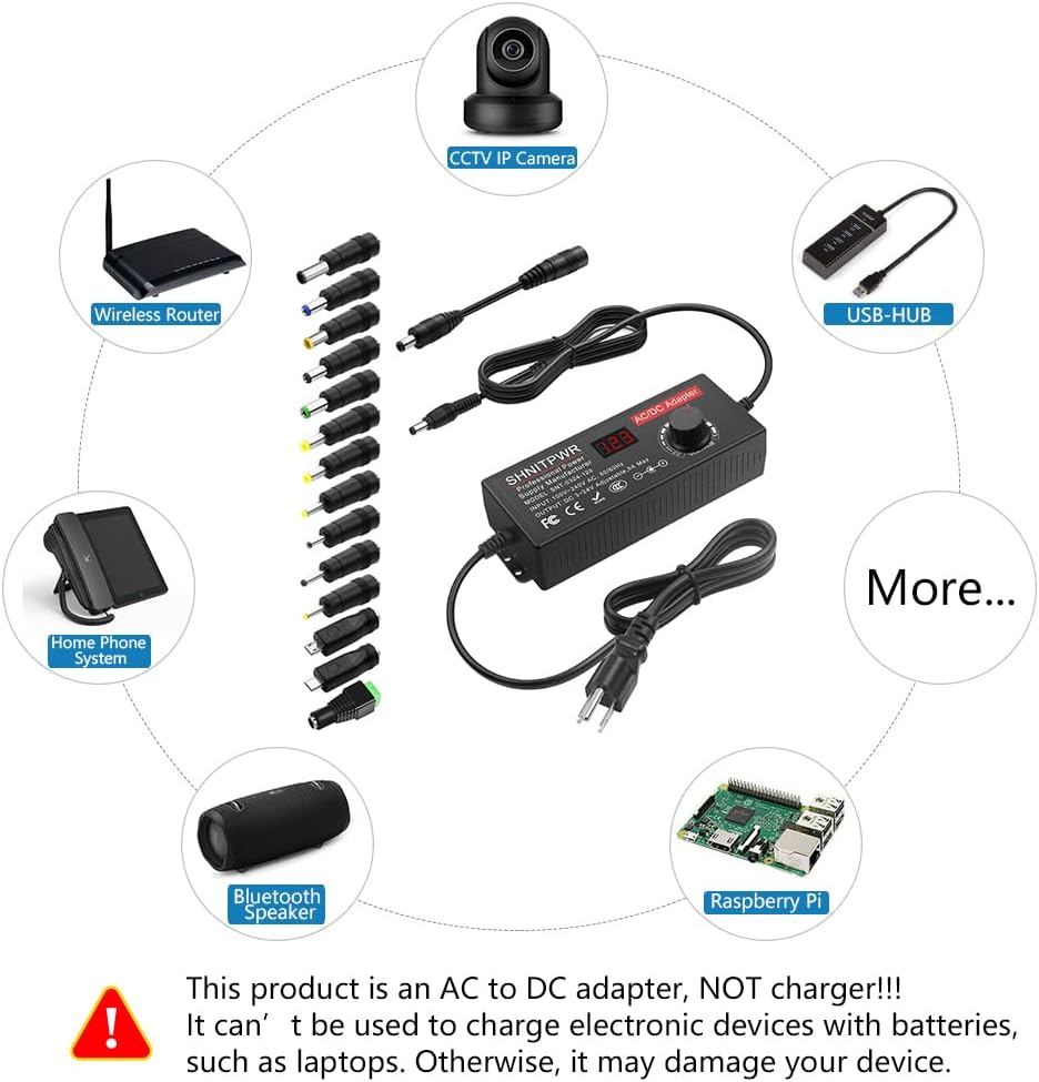 SHNITPWR AC Adapter 120W Universal Power Adapter 4V 5V 6V 9V 12V 15V ...