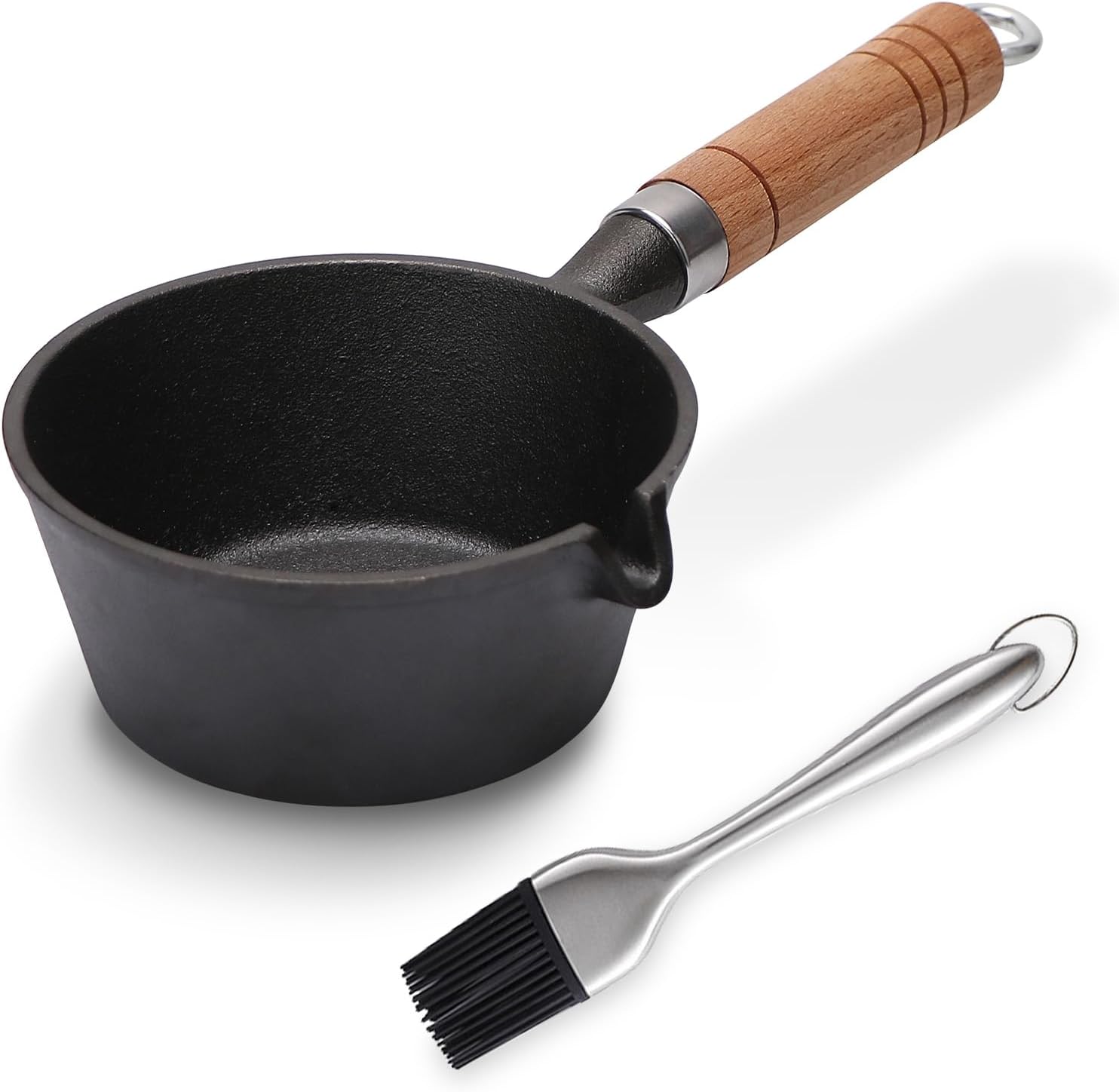 Amazon.com: Svailse Cast Iron Basting Pot and Stainless Steel BBQ Brush ...