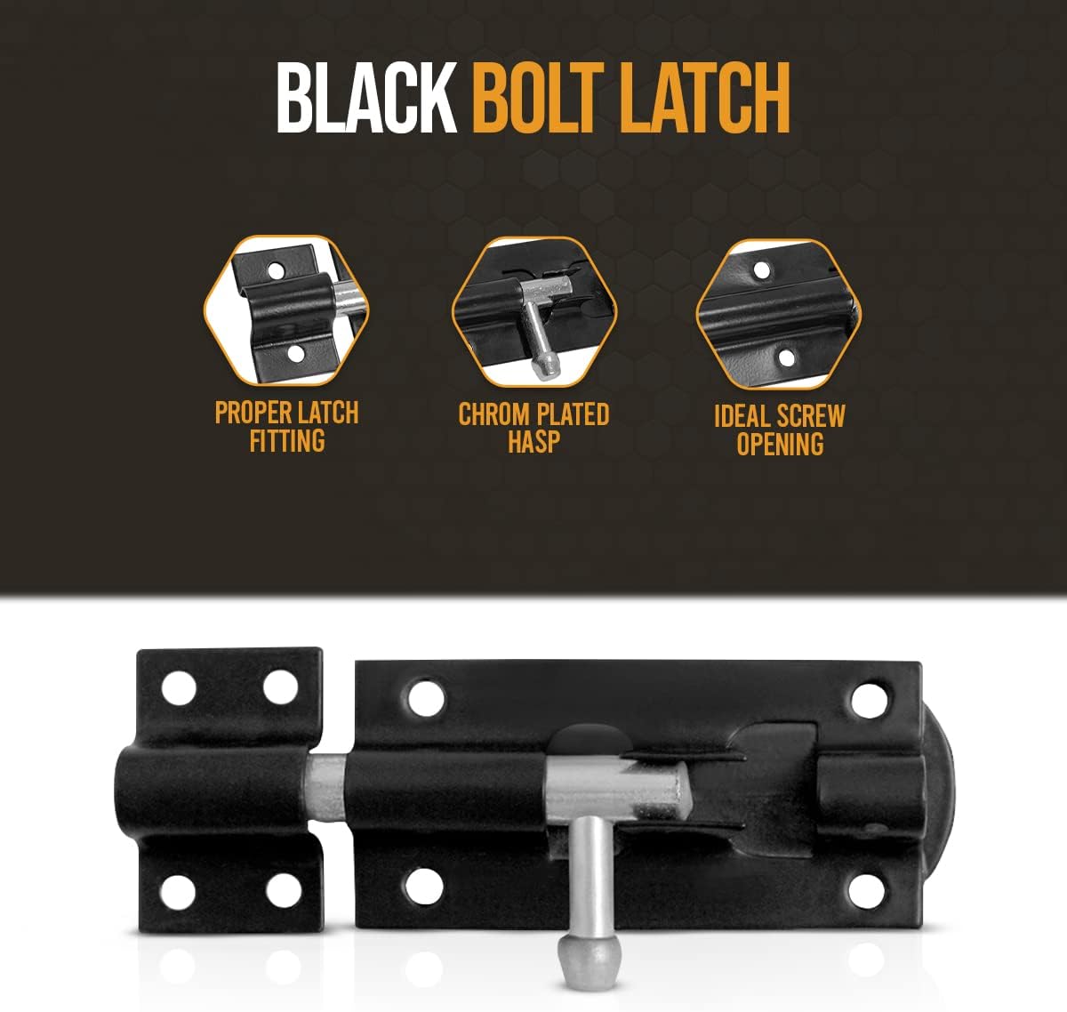 Pack of 2 – Gate Bolt Door Lock Heavy Duty Tower Door Bolt Black Door ...