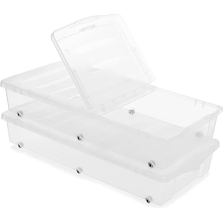 Amazon.com: Citylife 2 Packs 57 QT Plastic Under Bed Storage Bins with ...