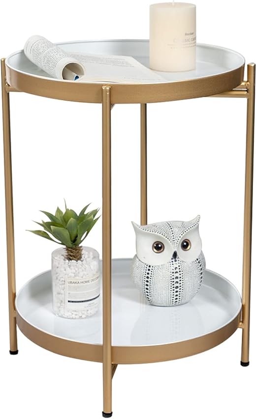 Amazon.com: NUKEE Metal Small Accent Side Table,2-Tier Folding End ...