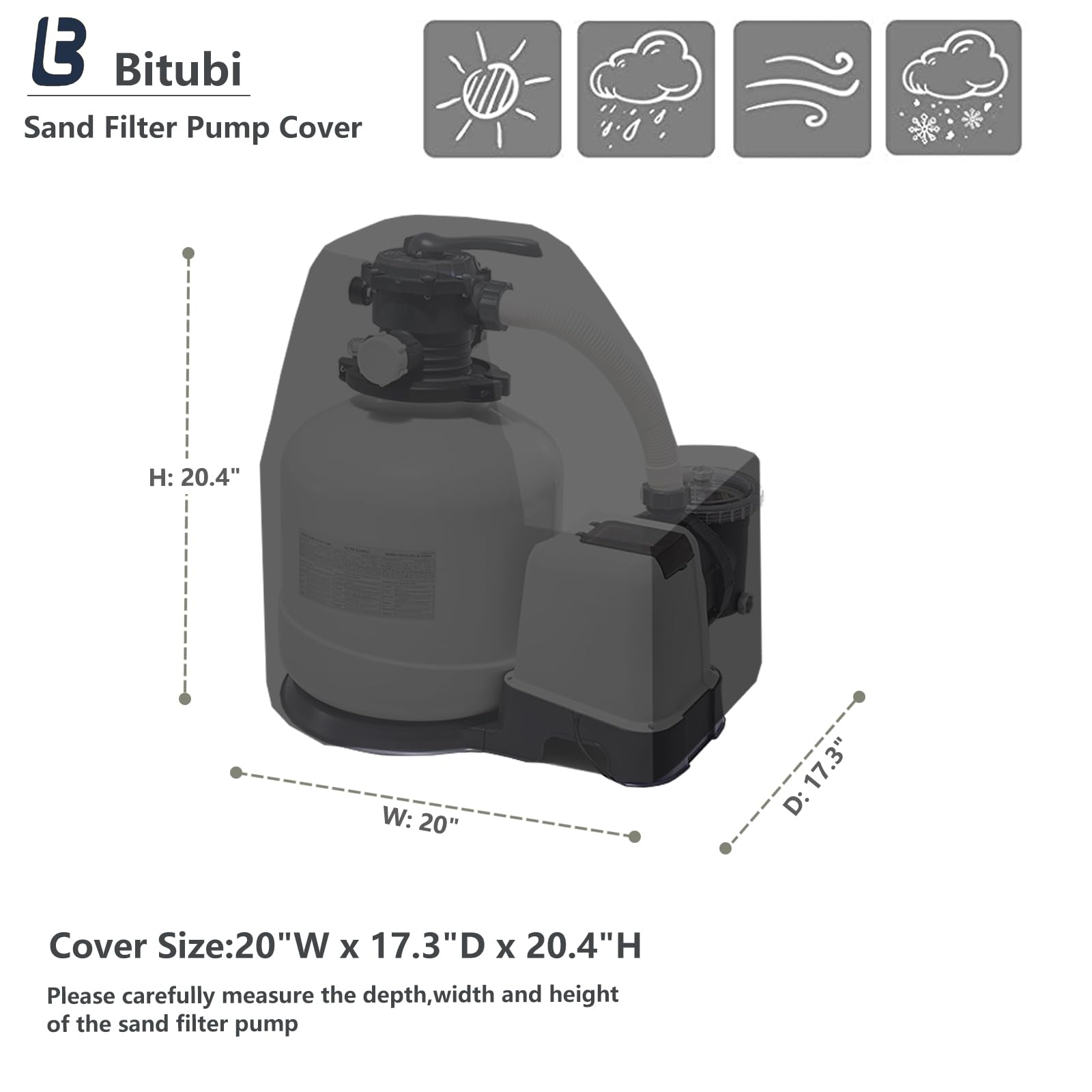 Snapklik.com : Bitubi Sand Filter Pump Cover,Waterproof Anti-UV Above ...