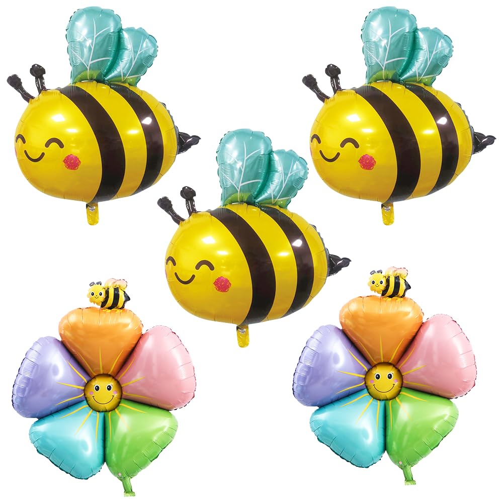 bee birthday decorations, 5Pcs Bee Ballons, Bee Aluminum Foil Balloon ...