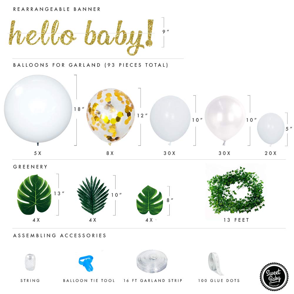 Sweet Baby Co. Boho Fake Greenery Baby Shower Decorations Neutral with ...