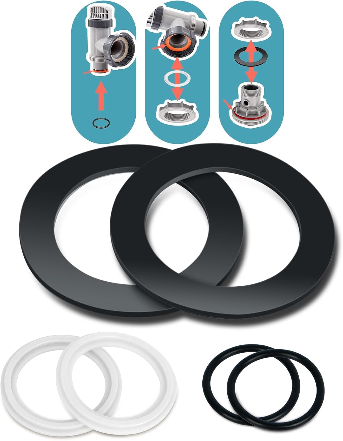 Amazon.com: AQDD 25076RP Pool Plunger Valve Gasket Kit for intex 10747 ...