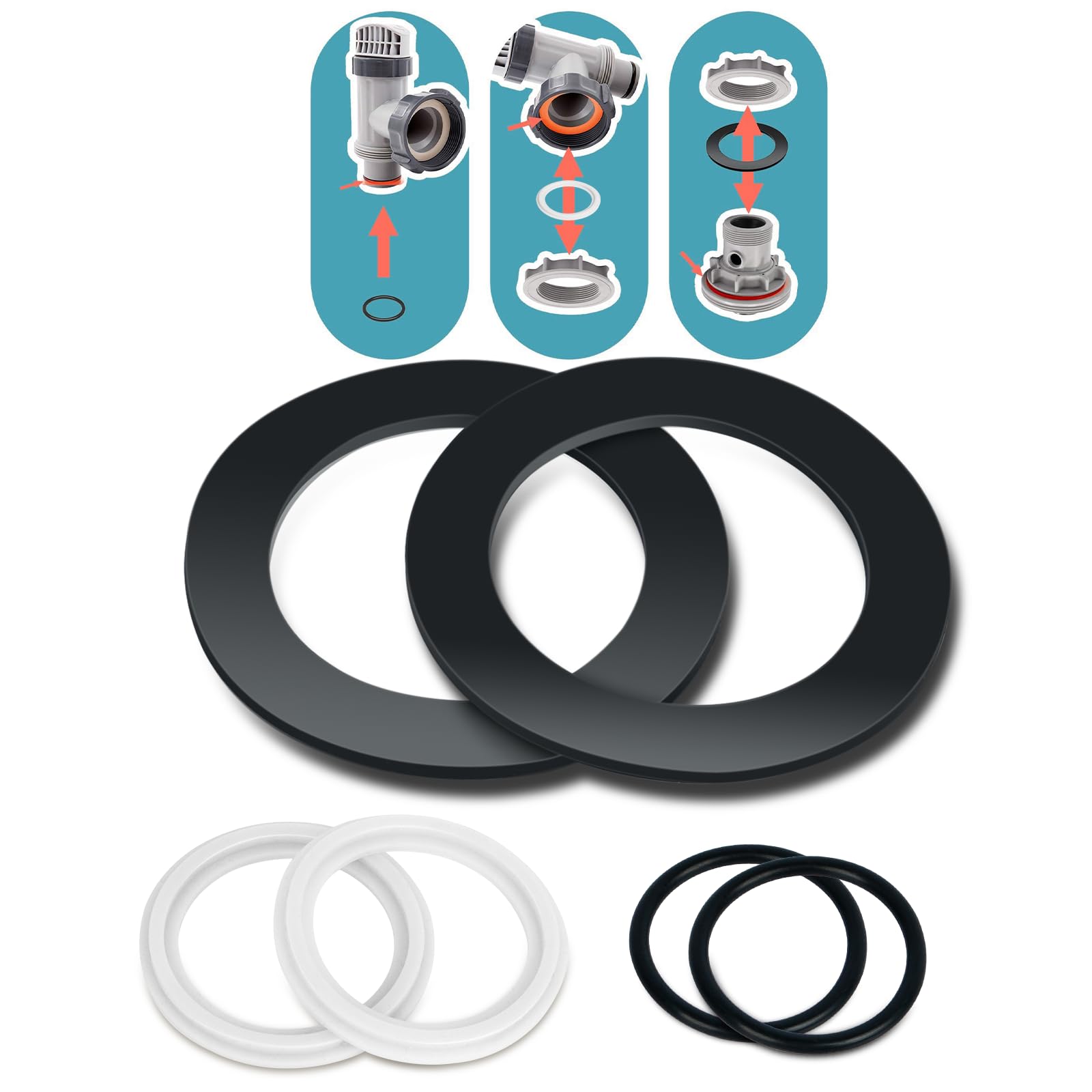 Snapklik.com : AQDD 25076RP Pool Plunger Valve Gasket Kit For Intex ...