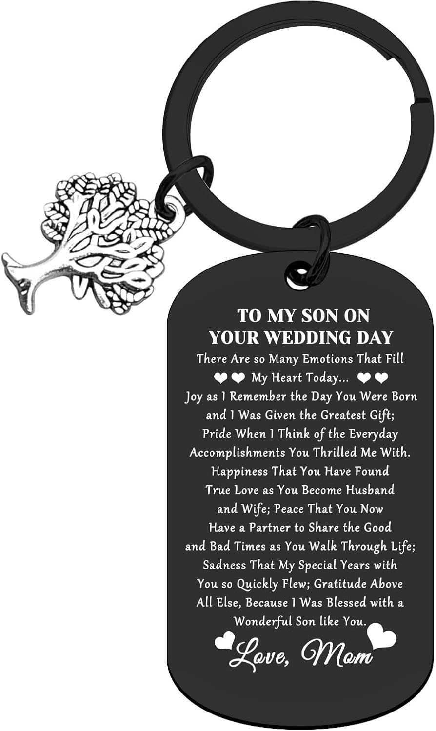 Wedding Gifts for Son from Mom Engraved Keychain Gifts for Son on His ...