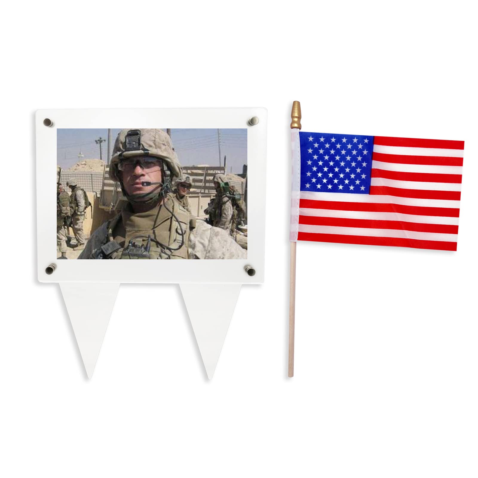 Snapklik.com : 5x7 Waterproof Picture Frame And US Stick Flag For Grave ...