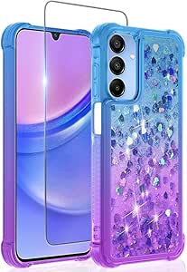 Amazon.com: Guzhthi for Samsung A15 5G Case: Clear Glitter Flowing Liquid Quicksand Cover ...