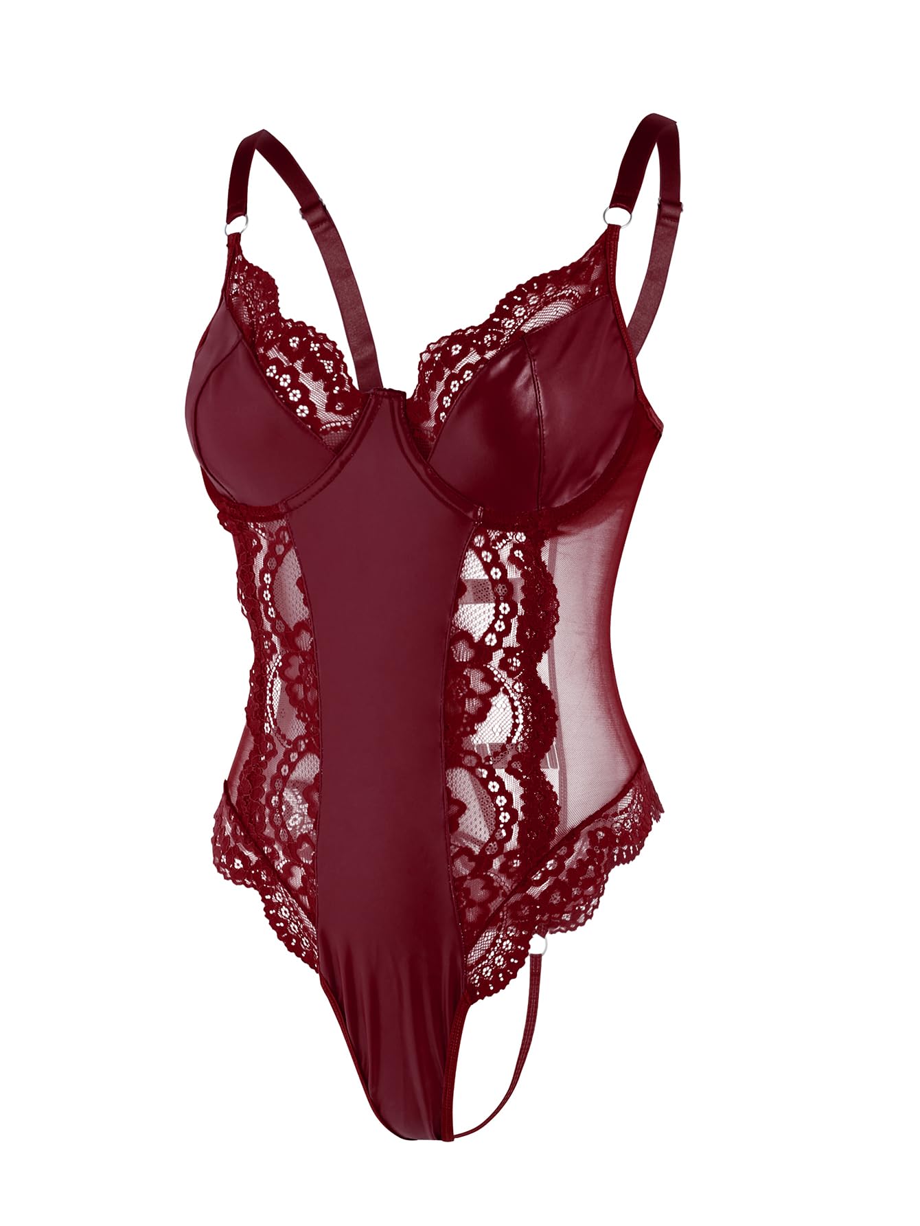 Snapklik.com : Petite Sexy Leather Underwire Push Up Floral Lace Sheer ...