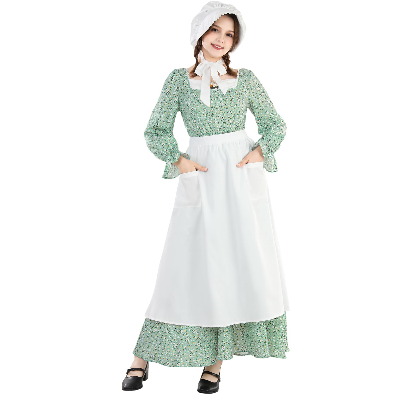 NSPSTT Pioneer Woman Amish Costume Prairie Dress Colonial Costume Women ...