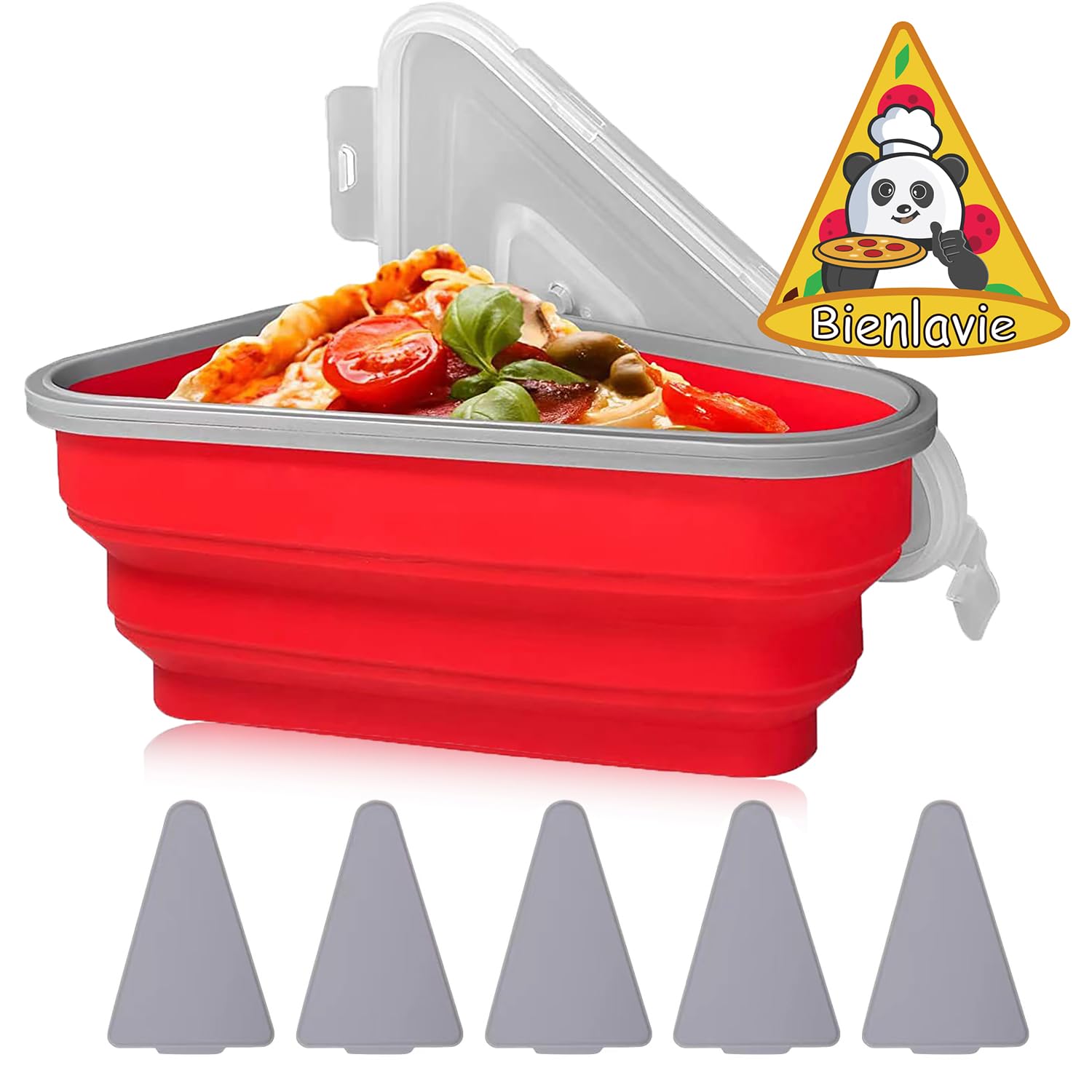 Bienlavie Pizza Storage Container with 5 Microwavable Serving New Trays ...