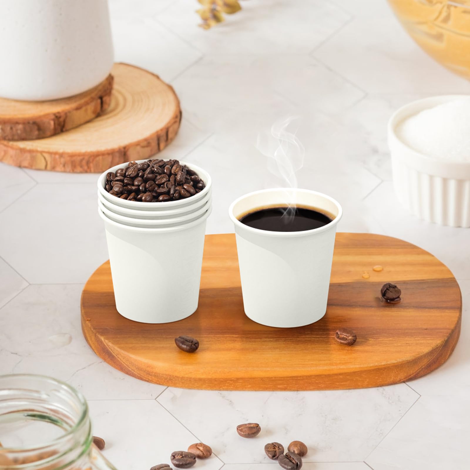 Snapklik.com : 100 Count 4 Oz Coffee Cups, Leak-Free Food Safe Paper ...