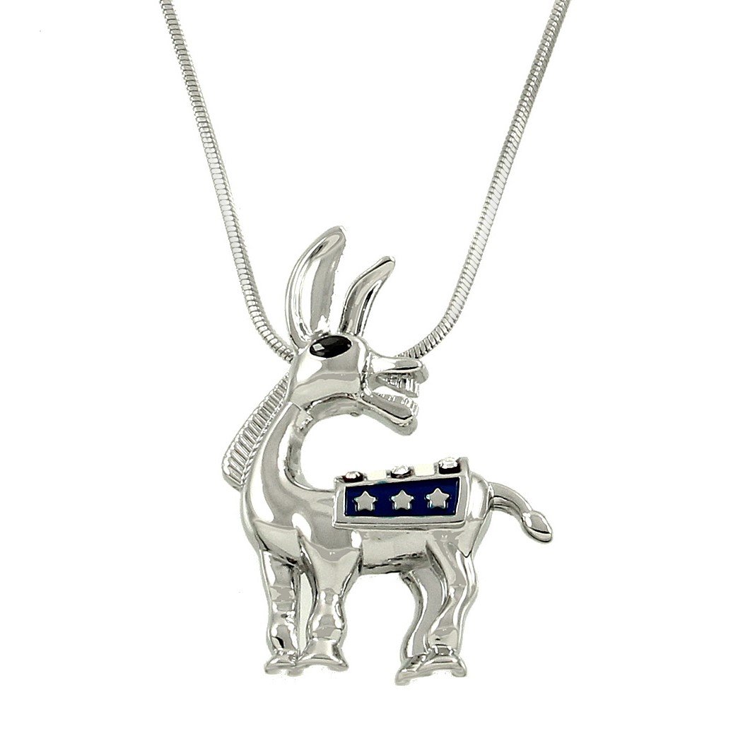 Amazon.com: Falari Democratic Donkey Pendant Necklace Rhodium High ...