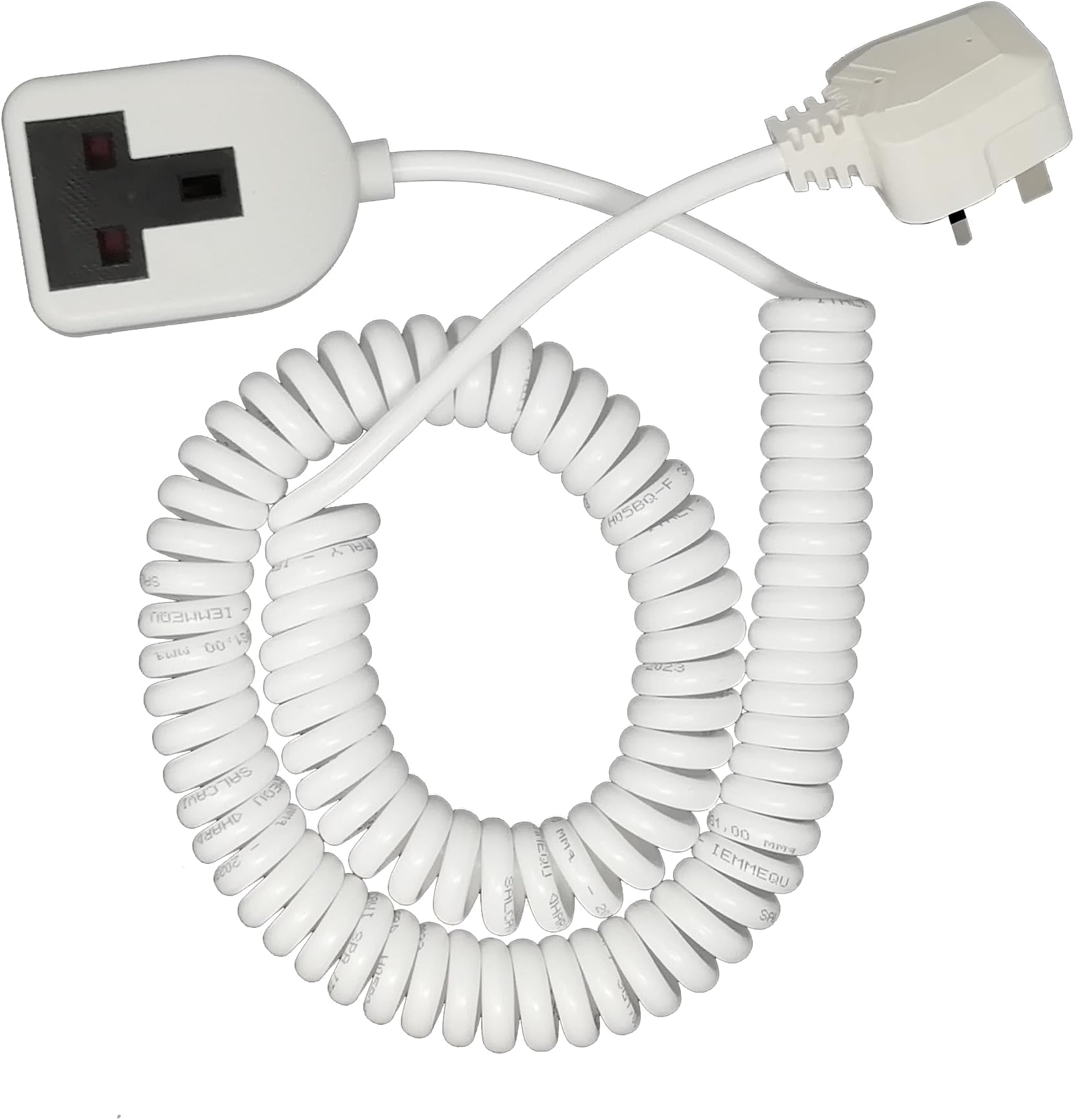 PUR CURLY SPIRAL ELECTRICAL MAINS CABLE & PLUG MULTI USE UP TO 4 METER ...