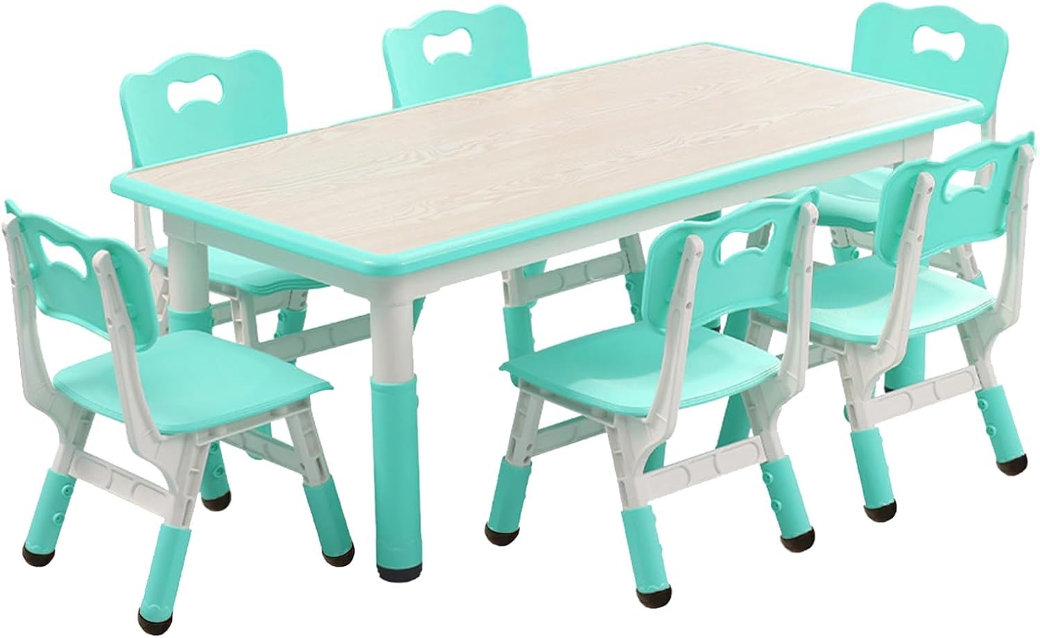 Amazon.com: Modern Kids Table and 6 Chair Set,47.20" Height Adjustable ...