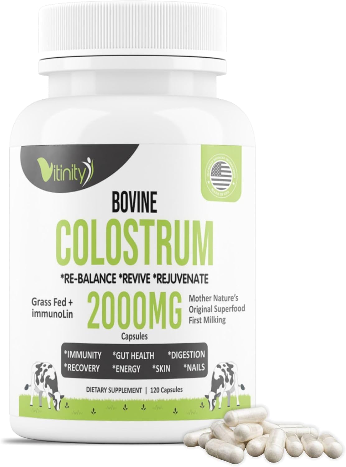 Amazon.com: VITINITY Grass Fed Bovine Colostrum Capsules for Humans ...