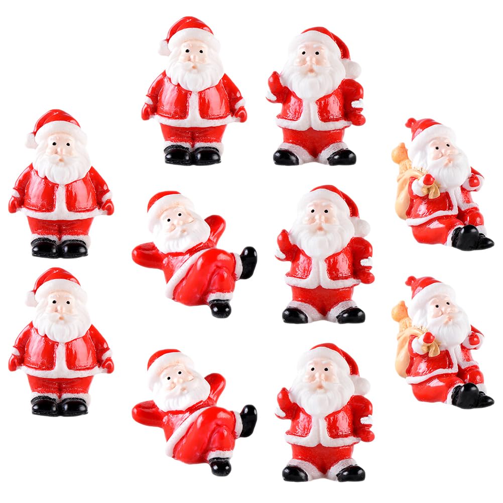Ciieeo 10pcs Small Santa Figurines Red Miniature Santa Ornament Tiny ...
