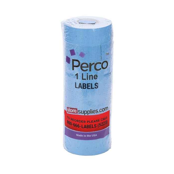 Buy Perco 1 Line Blue Labels - 1 Sleeve, 8,000 Blank Pricing Labels for ...