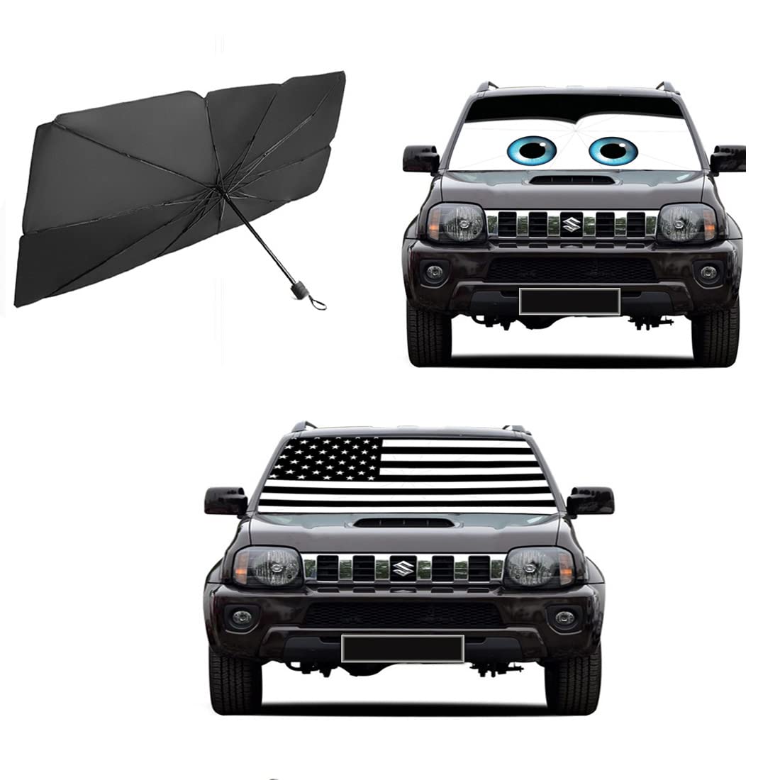 Amazon.com: Coricha Windshield Sun Shade Car Brella(Black Eyes+ ...