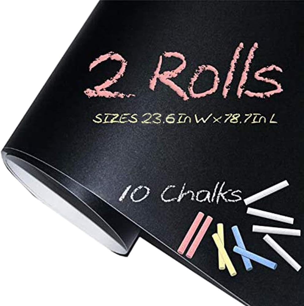 DSL 2 Rolls 60cm x 200cm Removable Blackboard Vinyl Wall Sticker ...