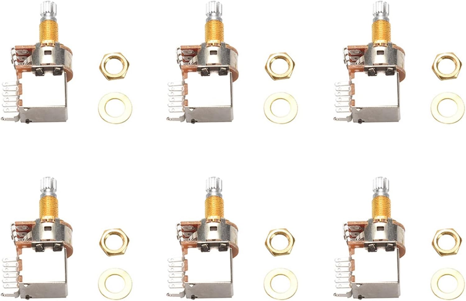 Cusstally 6 x A500K Potentiometer Pull Splined DPDT Pot Shaft 25 mm ...