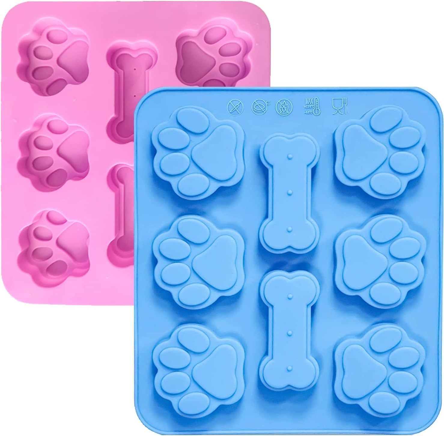 Amazon.com: 2 Pack Silicone Puppy Dog Paw and Dog Bone Baking Molds ...
