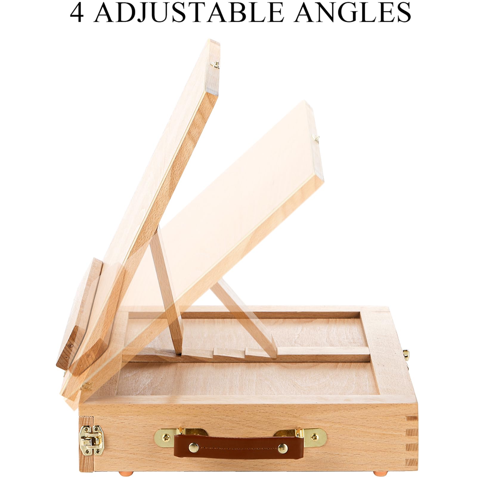 DEAYOU Wood Tabletop Easel Storage Box, Beechwood Portable Sketchbox ...