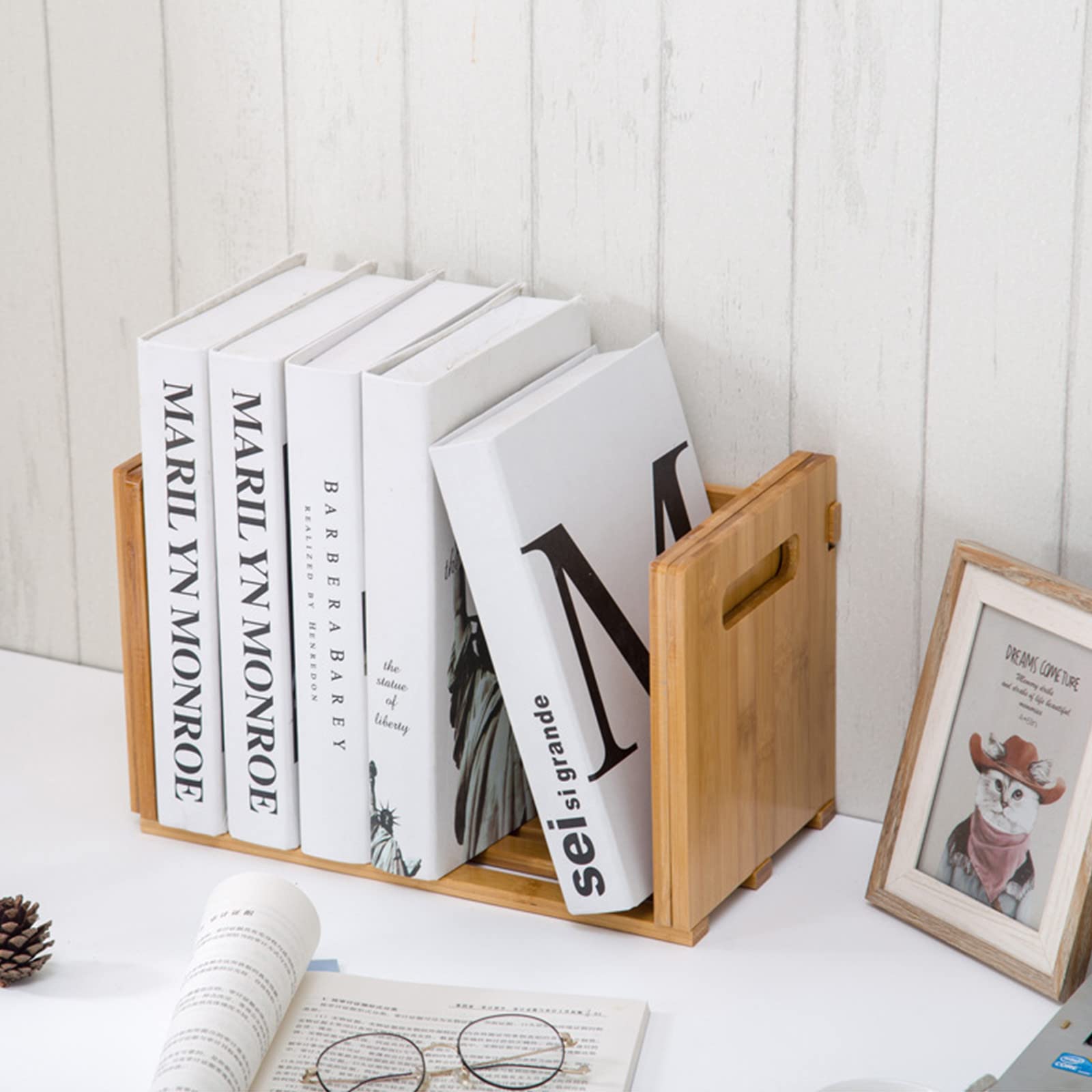Snapklik.com : Bamboo Desktop Bookshelf, Expandable Desktop Organizer ...