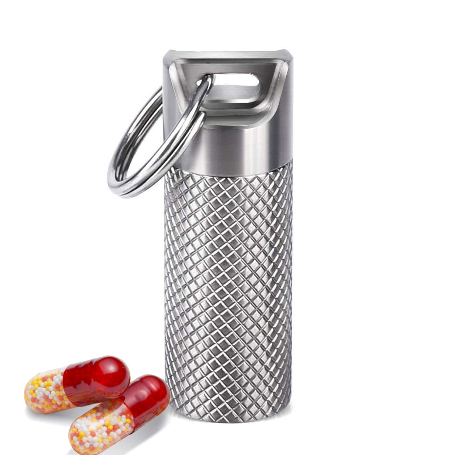 Keyring Pill Holder Titanium, Portable Waterproof Outdoor Pill ...