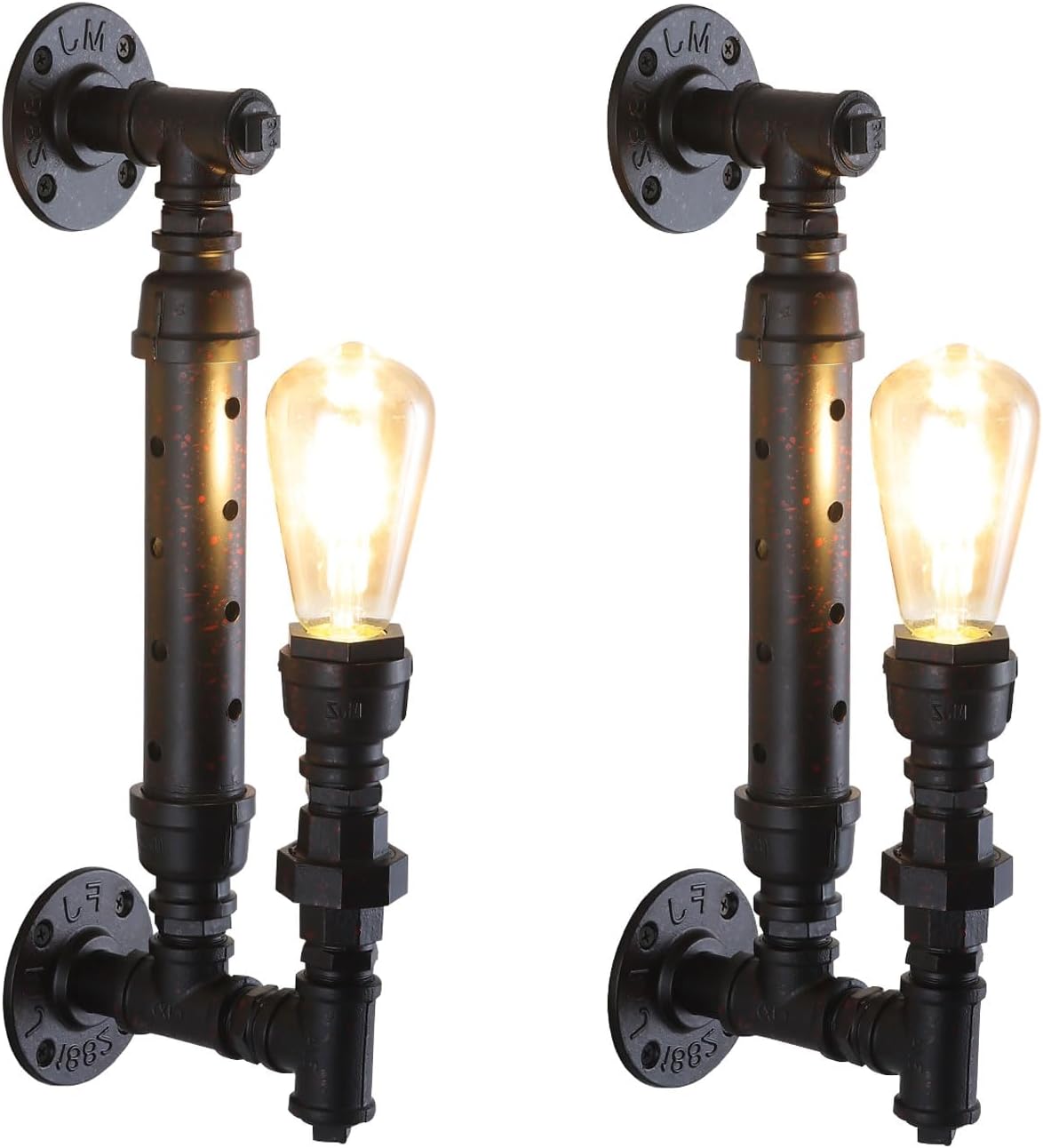 TIGKHAE Steampunk Wall Sconces Lamp Set of Two, Water Pipe Sconce ...