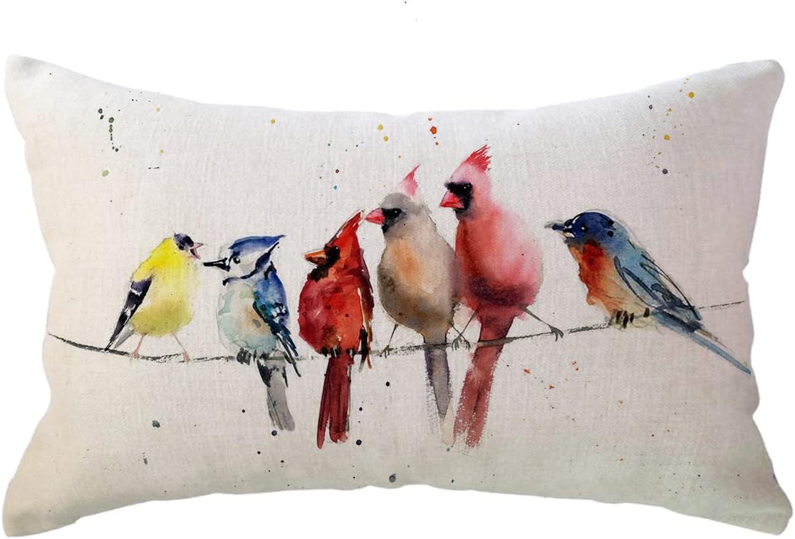 Amazon.com: LAHL Spring Summer Birds Farmhouse Lumbar Decorative Throw ...